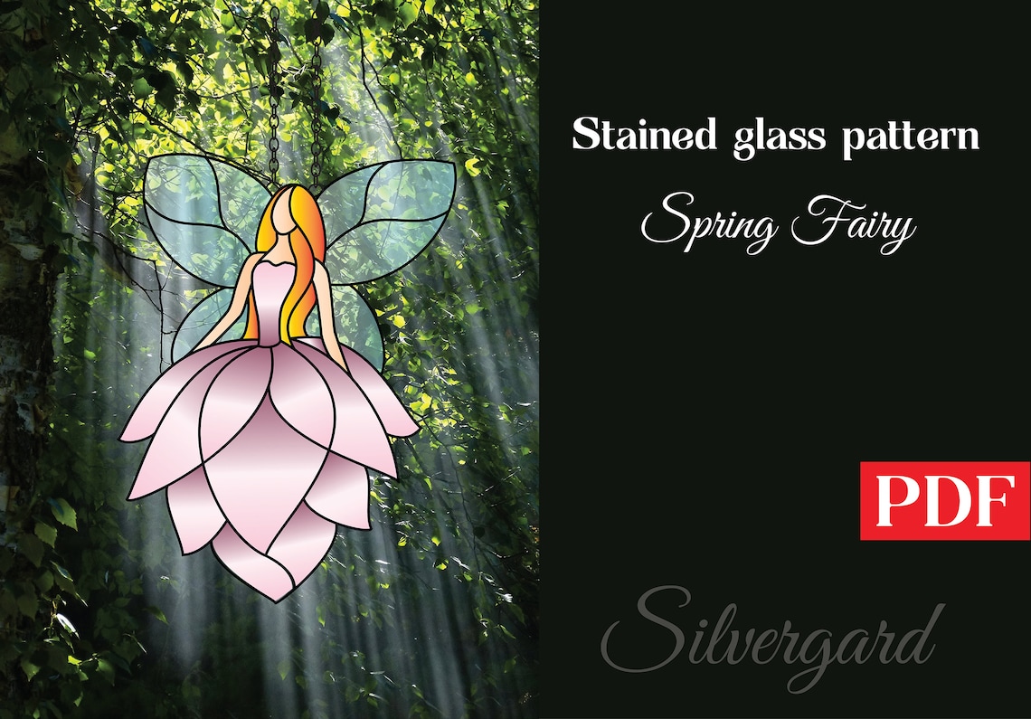 Stained Glass Pattern Spring Fairy Download Printable - Etsy
