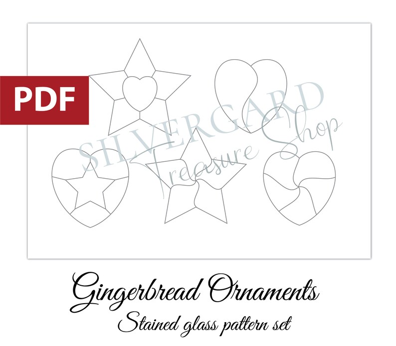Stained Glass Pattern Pdf Download Gingerbread Christmas - Etsy