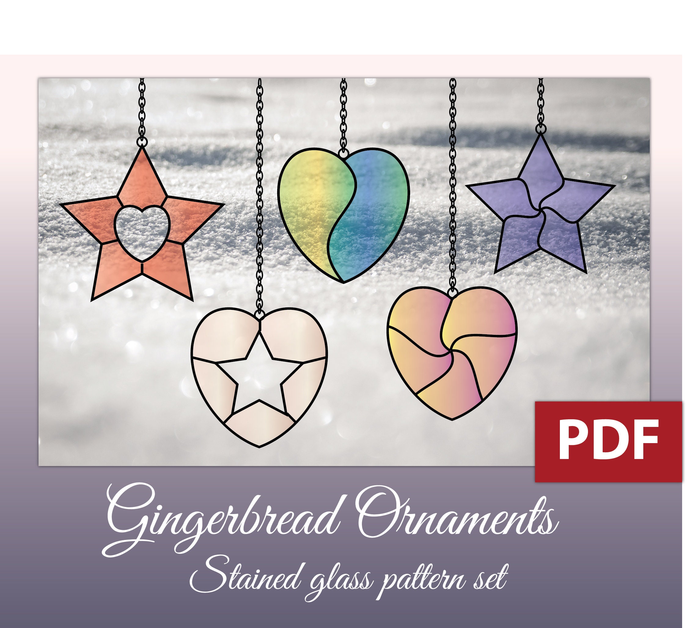 Stained Glass Pattern Pdf Download Gingerbread Christmas - Etsy