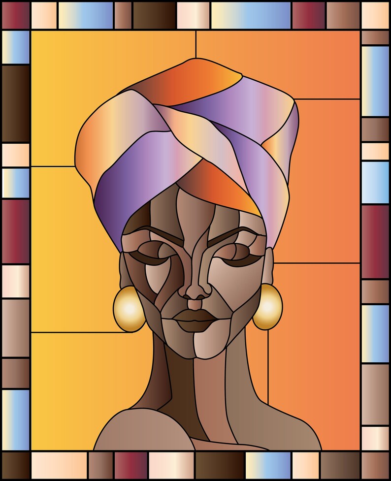 Stained Glass Pattern African Beauty Woman Portrait Download - Etsy