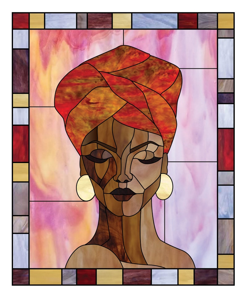 Stained Glass Pattern African Beauty Woman Portrait Download - Etsy