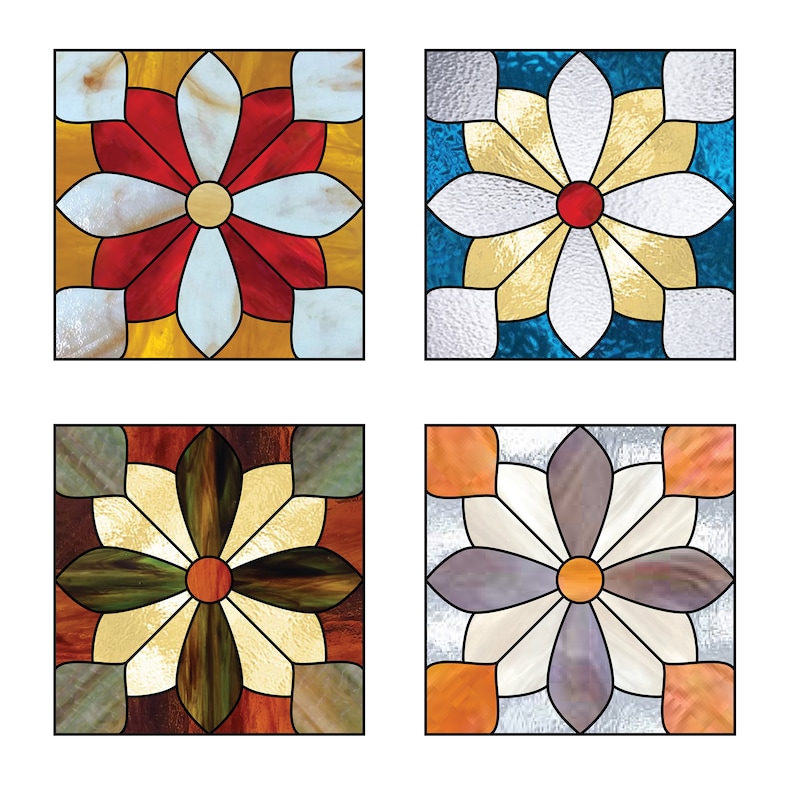 Set of Two Square Stained Glass Patterns PDF – Simple and Elegant ...