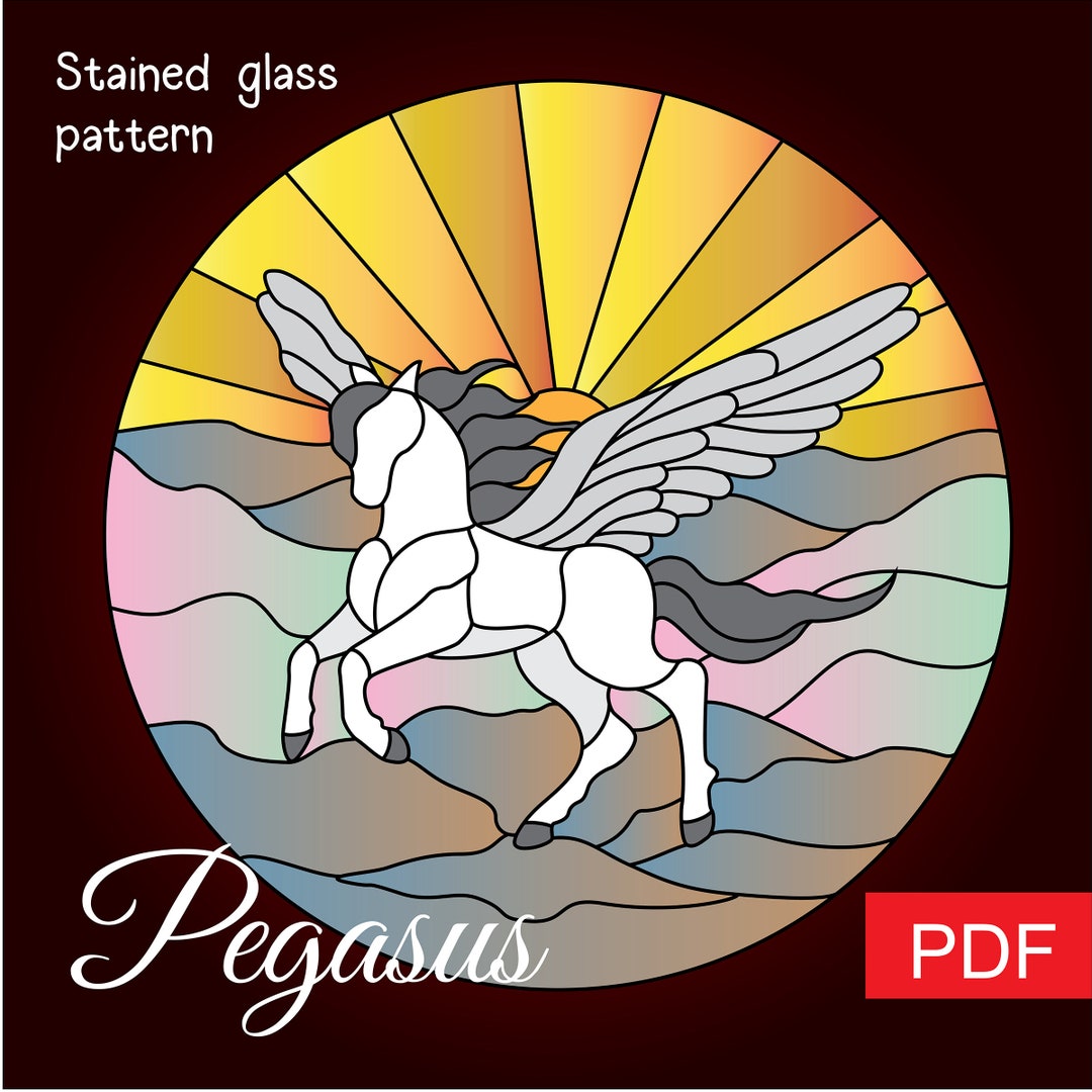 Stained Glass Pattern PEGASUS Resizable Digital Pdf Template to Download - Etsy