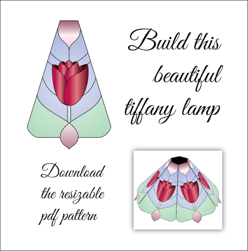Tiffany Lamp Pdf Pattern Tulip Stained Glass Panel Beginner - Etsy