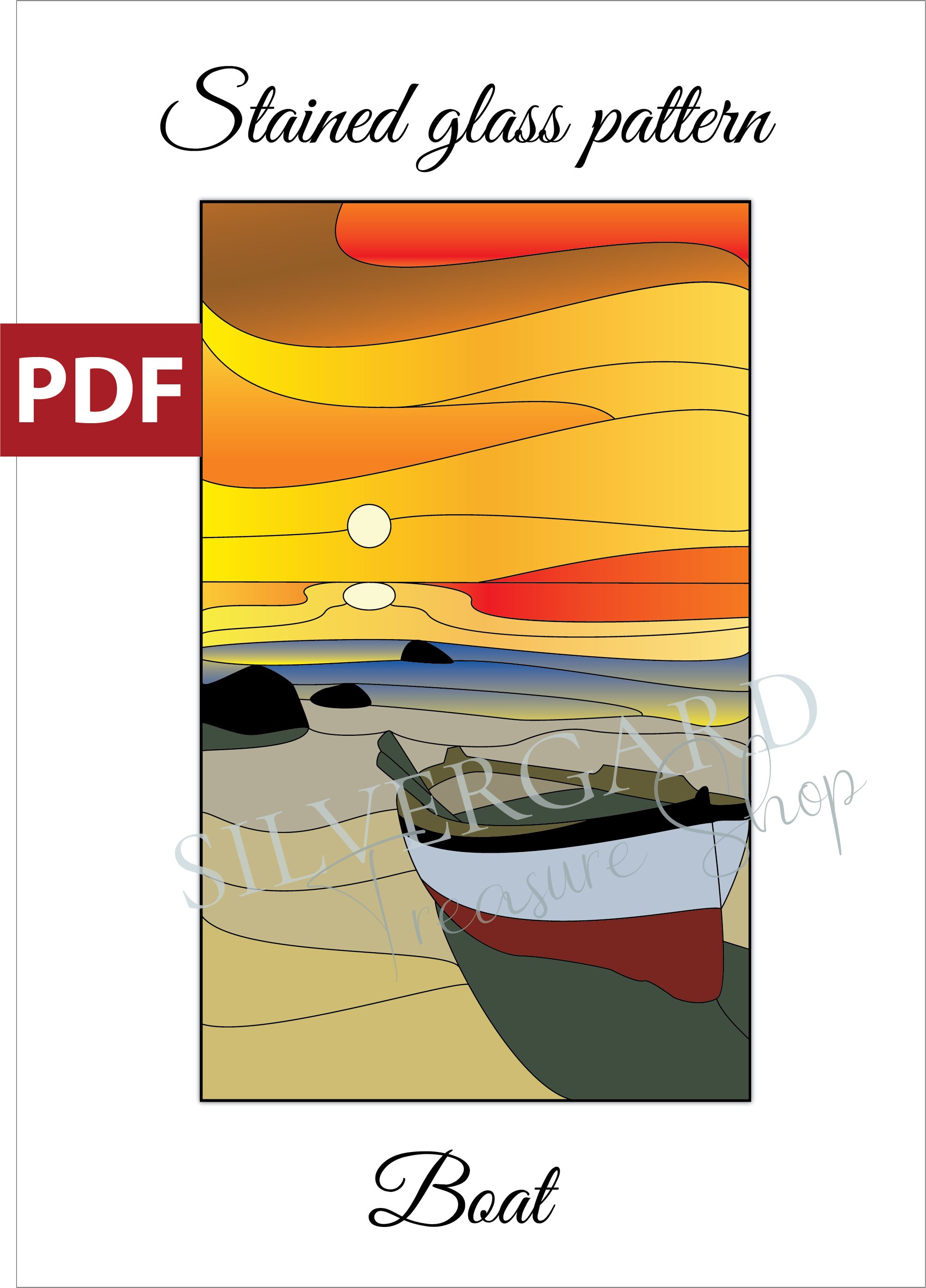 Beach Stained Glass Pattern PDF – Relaxing and Scenic Design - Etsy