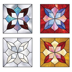 Stained Glass Pattern Set of Two Square Mandala Easy Download Printable ...