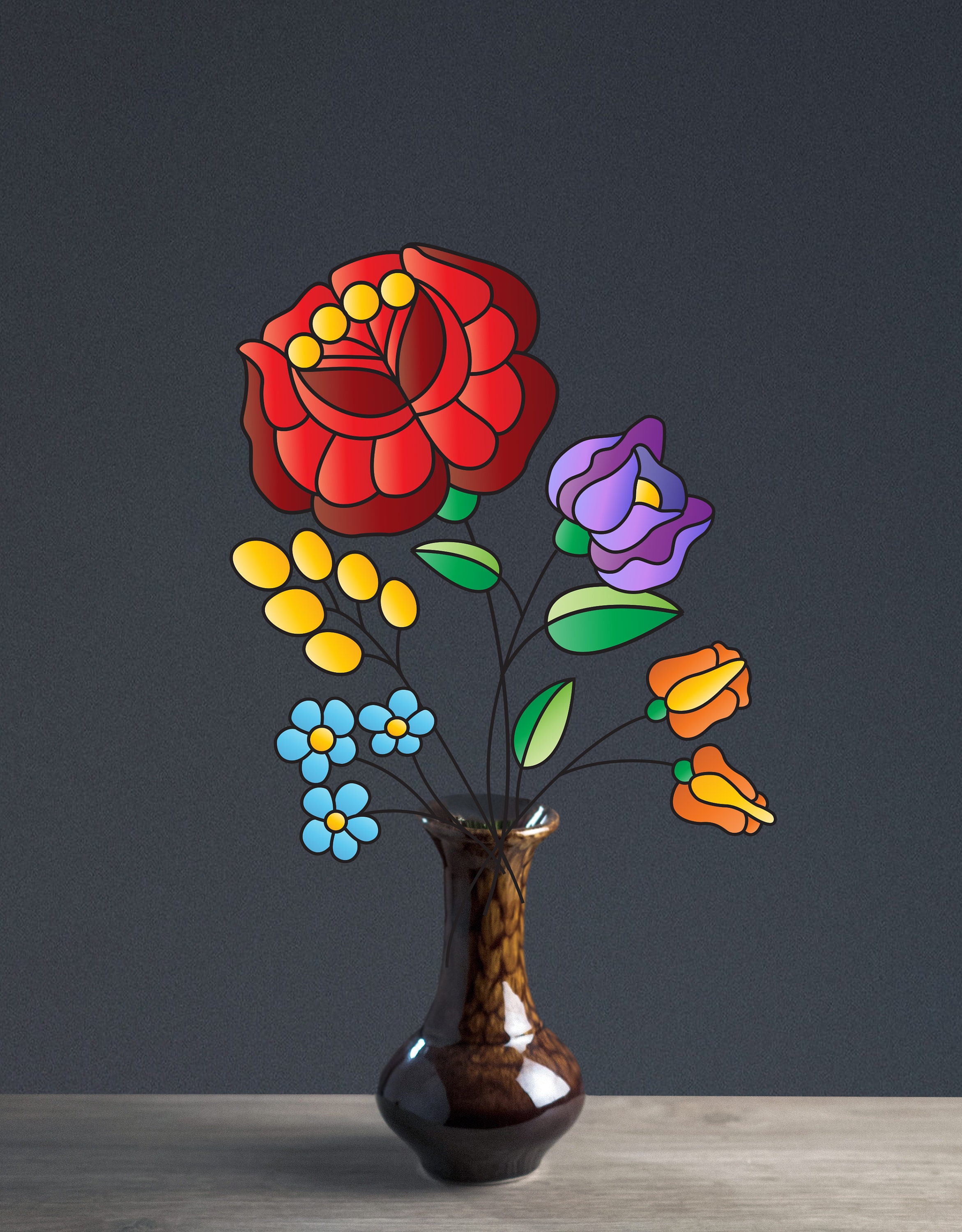 Stained Glass Patterns Set Kalocsai Embroidery Flowers - Etsy