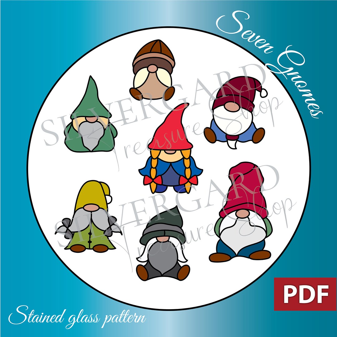Seven Gnomes Stained Glass Pattern Collection PDF – Whimsical and Fun Design - Etsy