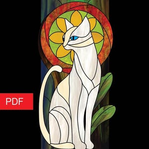 Siamese Cat Stained Glass Pattern PDF Celebrate Feline Elegance - Etsy