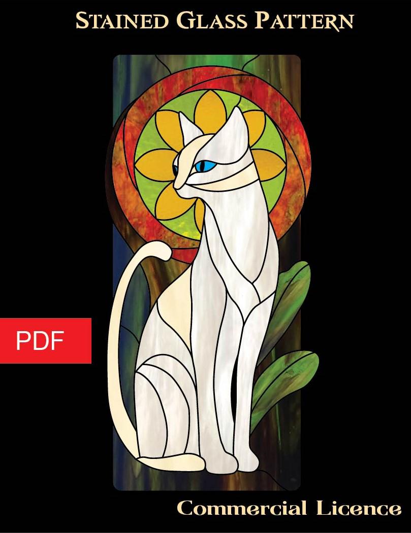 Siamese Cat Stained Glass Pattern PDF Celebrate Feline Elegance - Etsy