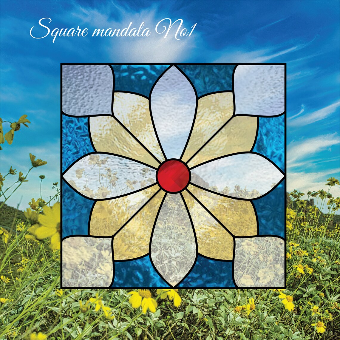 Stained Glass Pattern Set of Two Square Mandala Easy Download Printable ...