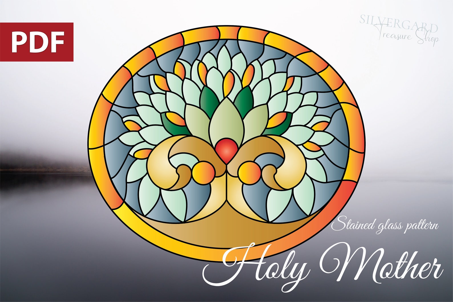 Stained Glass Pattern Holy Mother Download Pdf Tree Symbol Art | Etsy