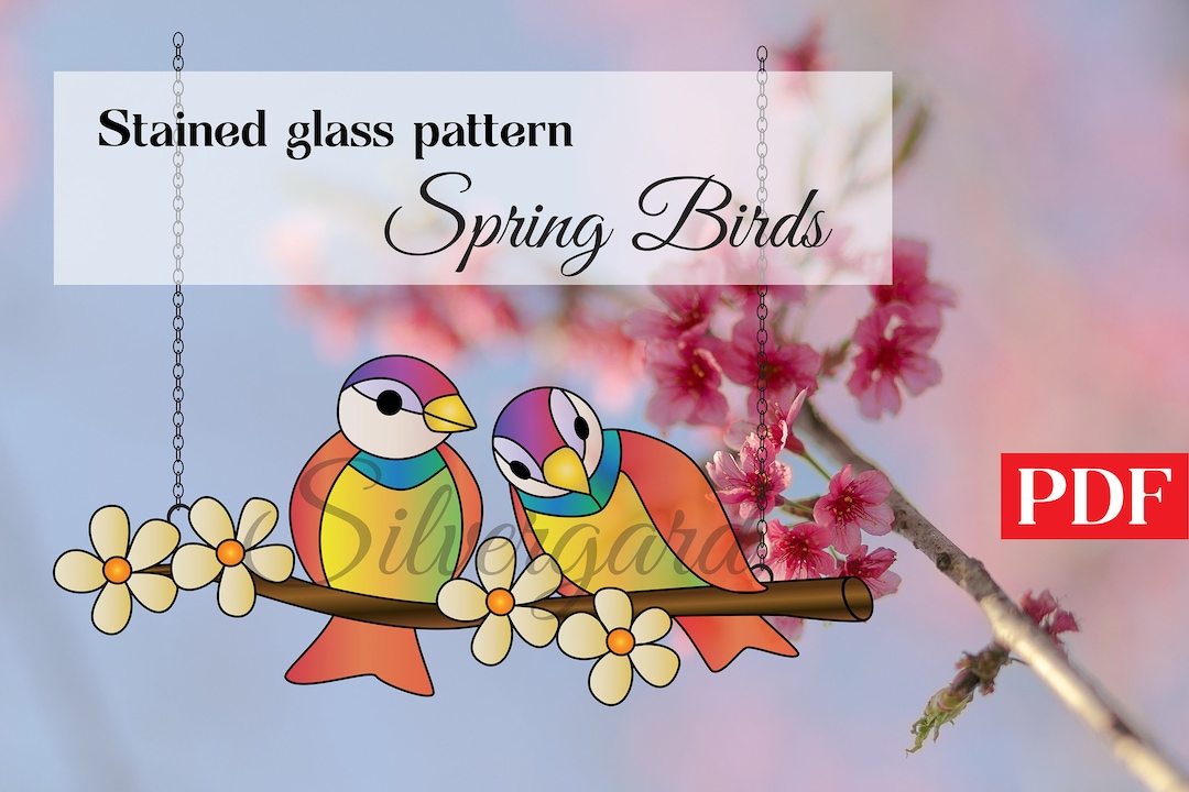 Stained Glass Pattern Spring Birds Pdf Download - Etsy