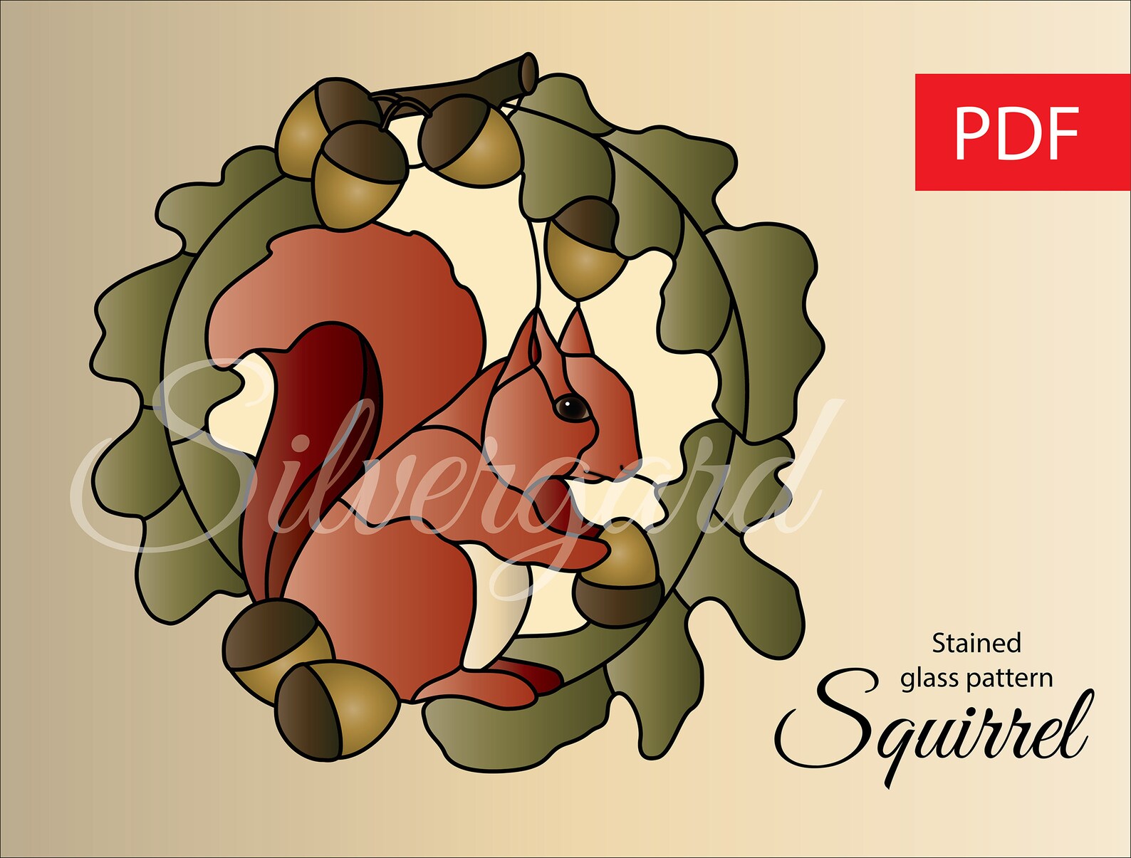 Stained Glass Pattern SQUIRREL Digital Download Printable - Etsy