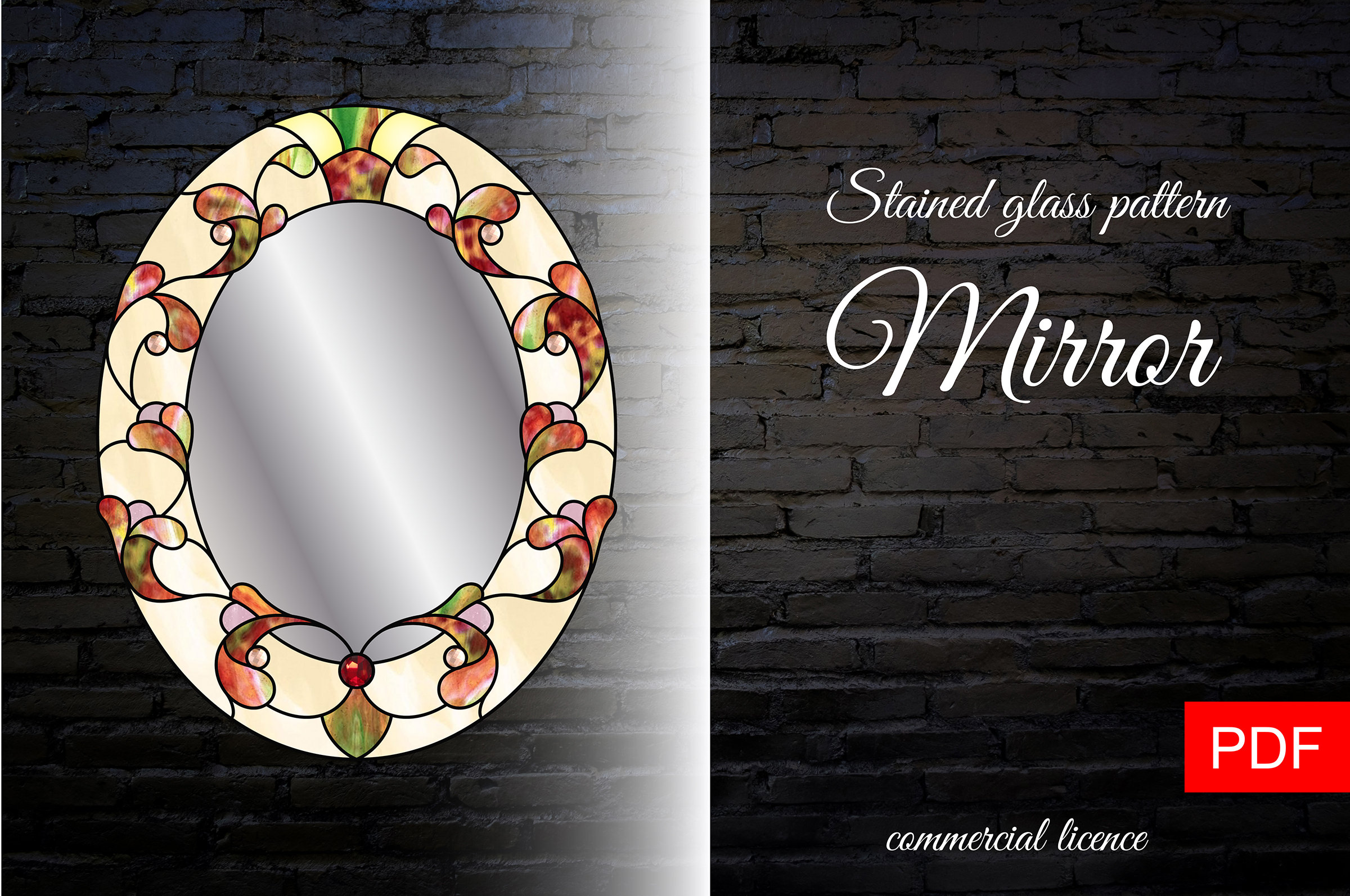 Stained Glass Pattern MIRROR Resizable Printable Pdf Template for ...