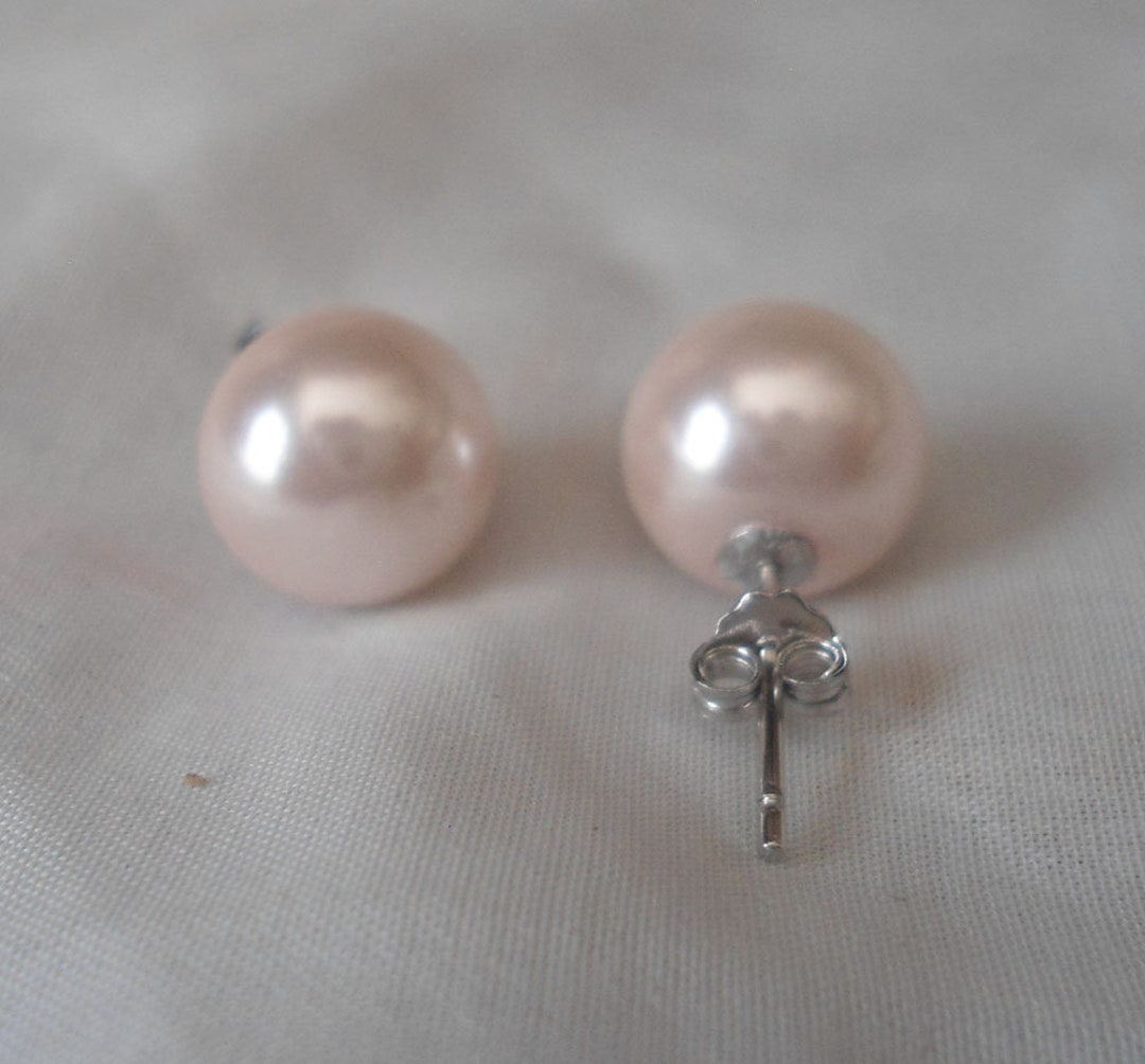 6mm 8mm 10mm Light Pink Pearl Earring,pearl Earring,earring,glass Pearl ...