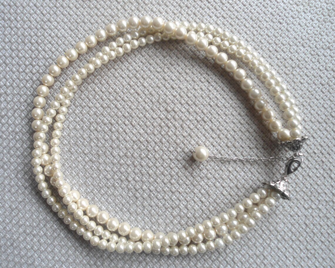 Pearl Necklace Ivory Pearl Necklace glass Pearl Necklace3 - Etsy