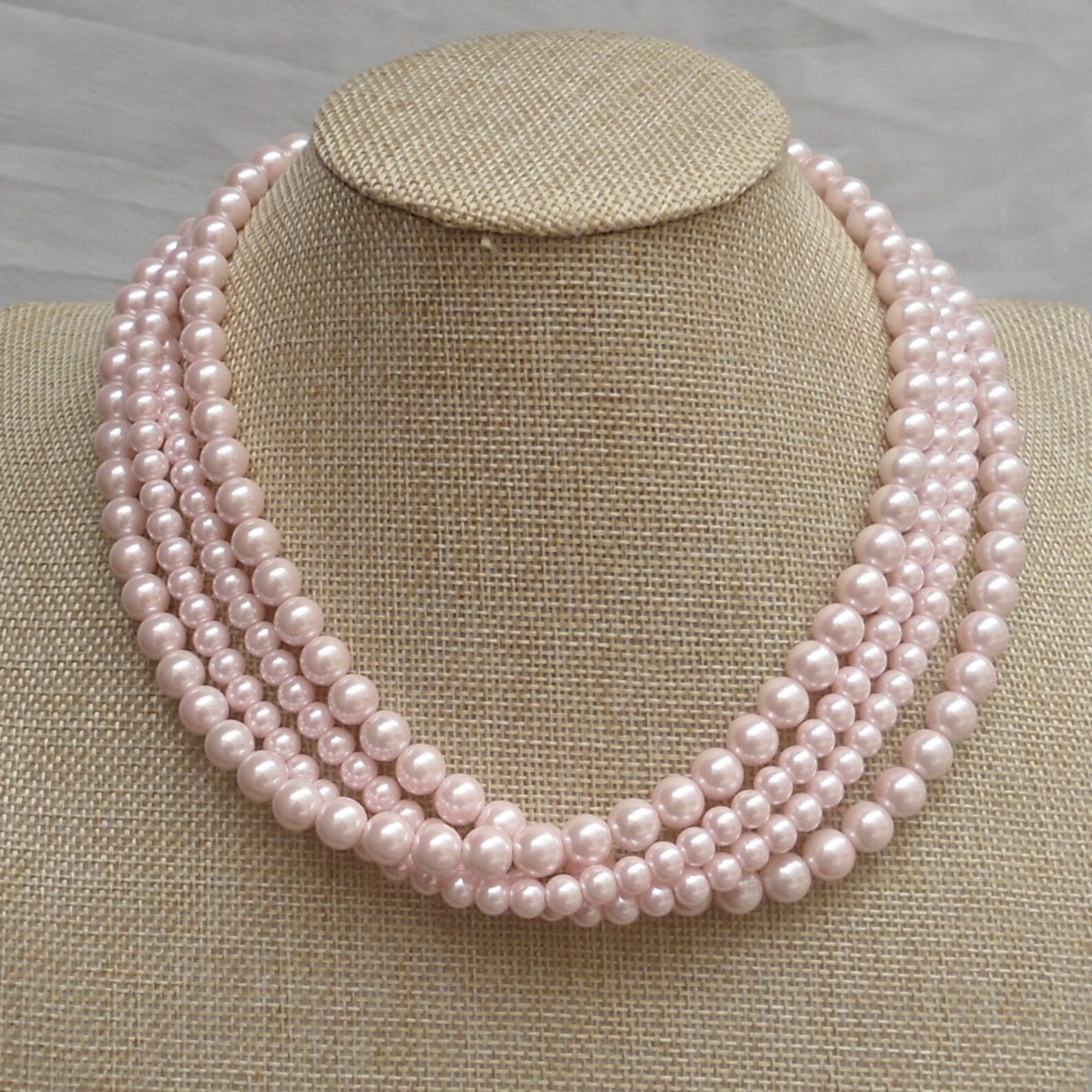 Light Pink Necklacewedding Necklace 4 Pearl Necklacewedding - Etsy