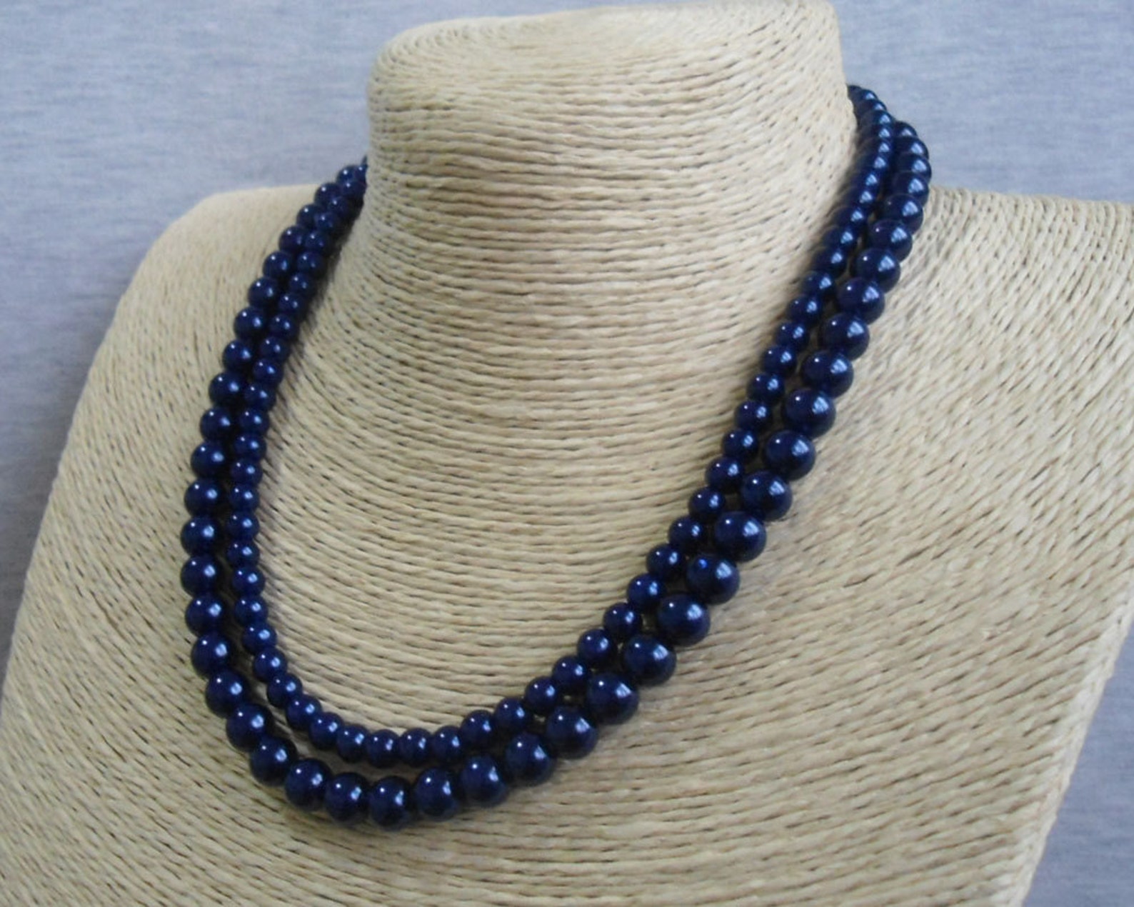 Navy Blue Pearl Necklaces Wedding Necklacepearl Necklace 2 | Etsy