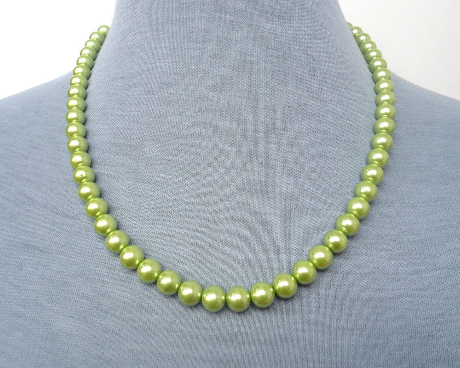 Collier de perles vertes, collier de perles de 10 mm, collier, collier ...