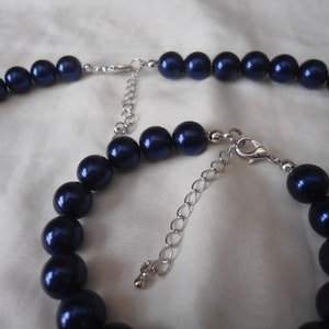 Navy Blue Pearl Sets,pearl Necklace,pearl Bracelet,glass Pearl ,wedding ...
