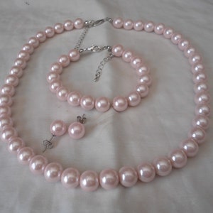 Light Pink Pearl Sets,pearl Necklace,pearl Bracelet,stud Earring,glass ...