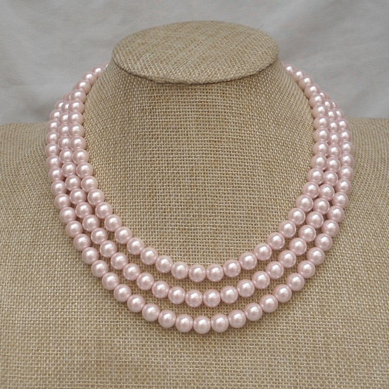 Pink Pearl Necklace - Etsy