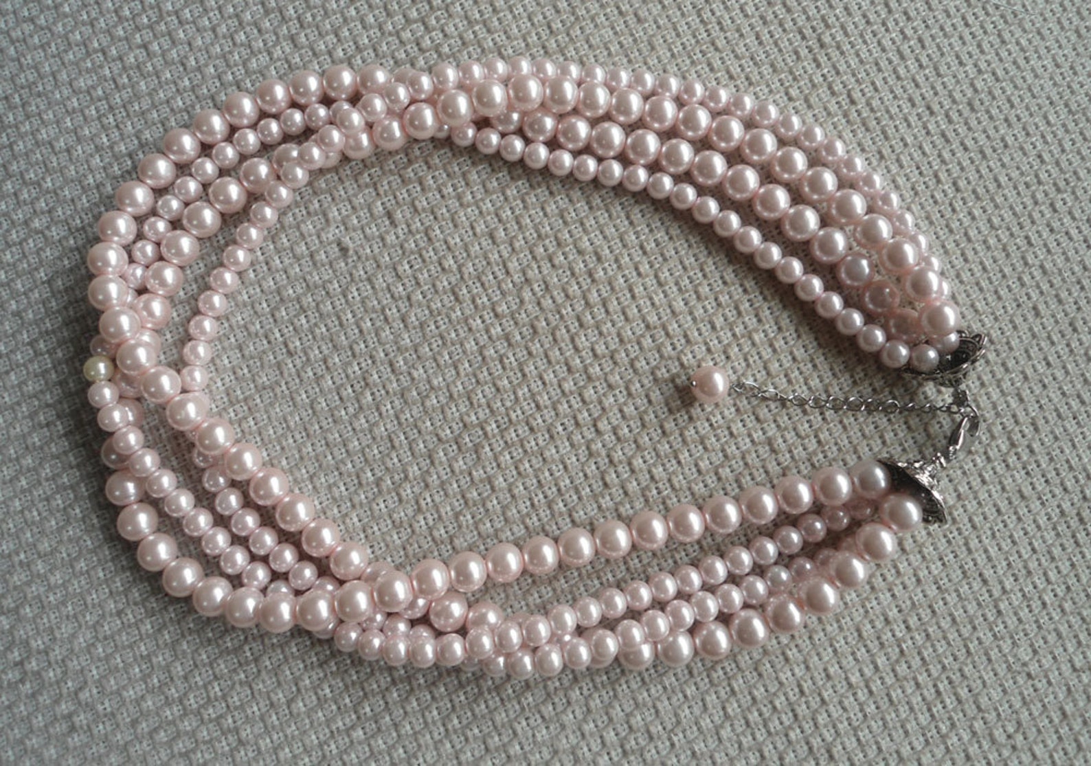 Light Pink Necklacewedding Necklace 4 Pearl Necklacewedding | Etsy