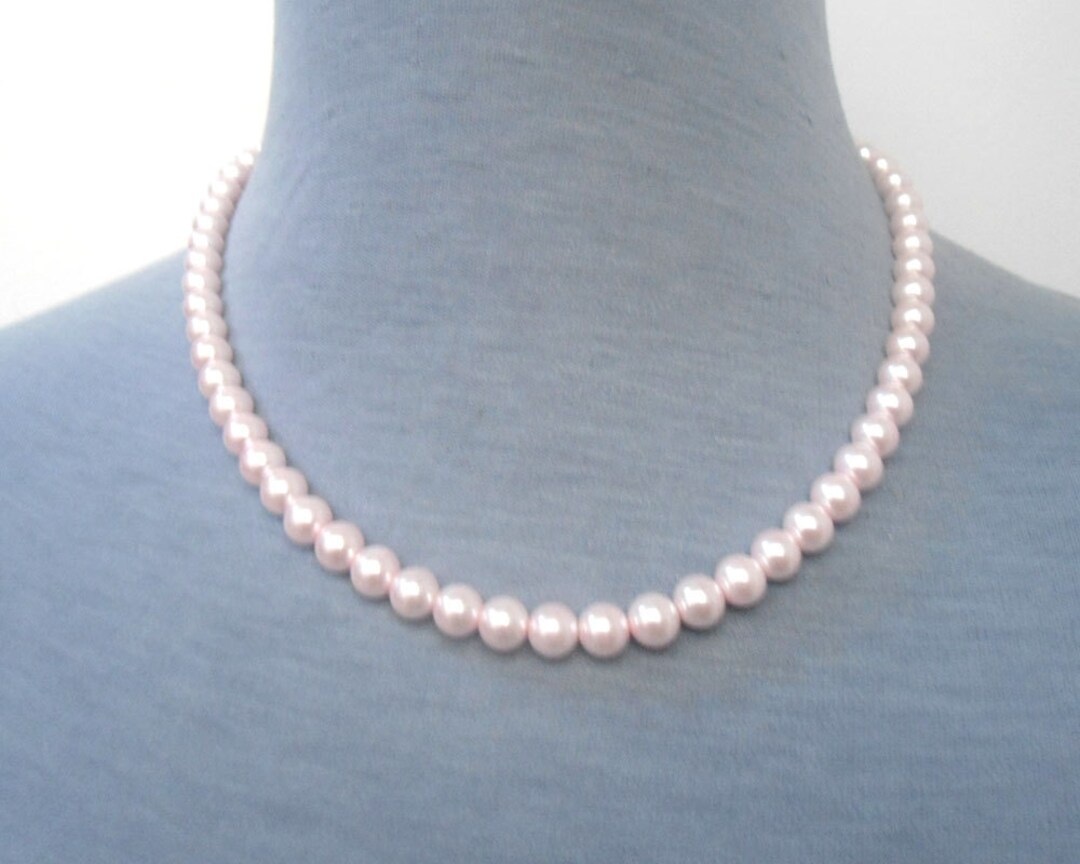 Light Pink Pearl Necklace,18 Inches Single Pearl Necklace,wedding ...