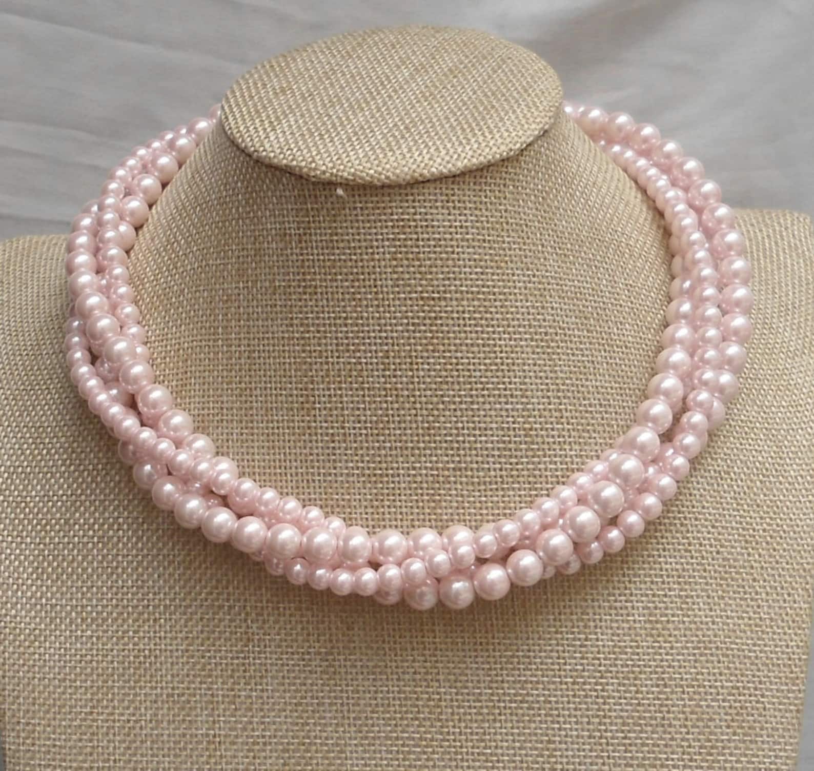 Light Pink Necklace,wedding Necklace, 4 Pearl Necklace,wedding Jewelry ...