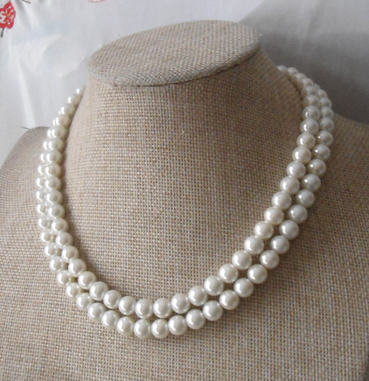 Pearl NecklaceIvory pearl necklaceTwo strand 17-18 Inches | Etsy