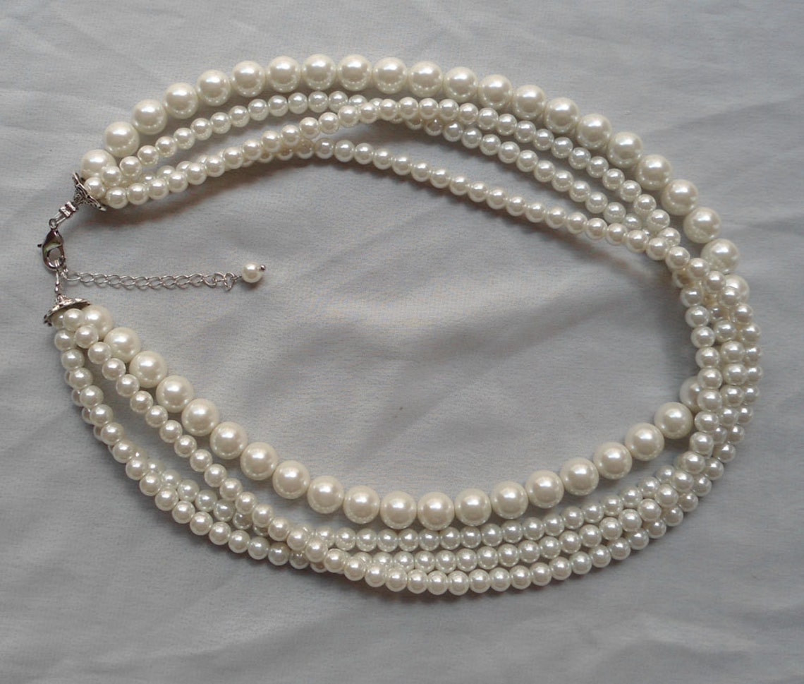 Pearl Necklace Ivory Pearl Necklace glass Pearl - Etsy