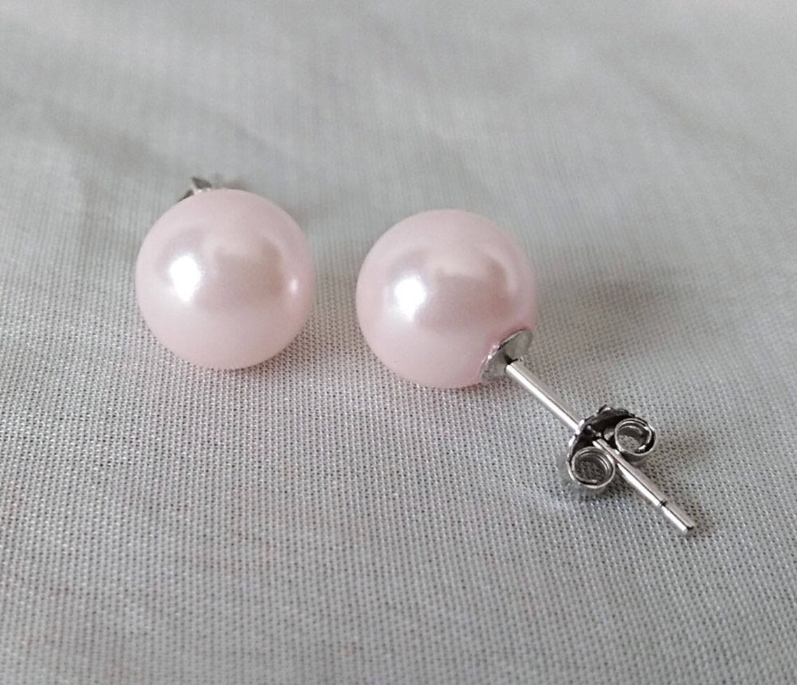 Light pink Pearl SetsPearl Necklacepearl braceletstud | Etsy