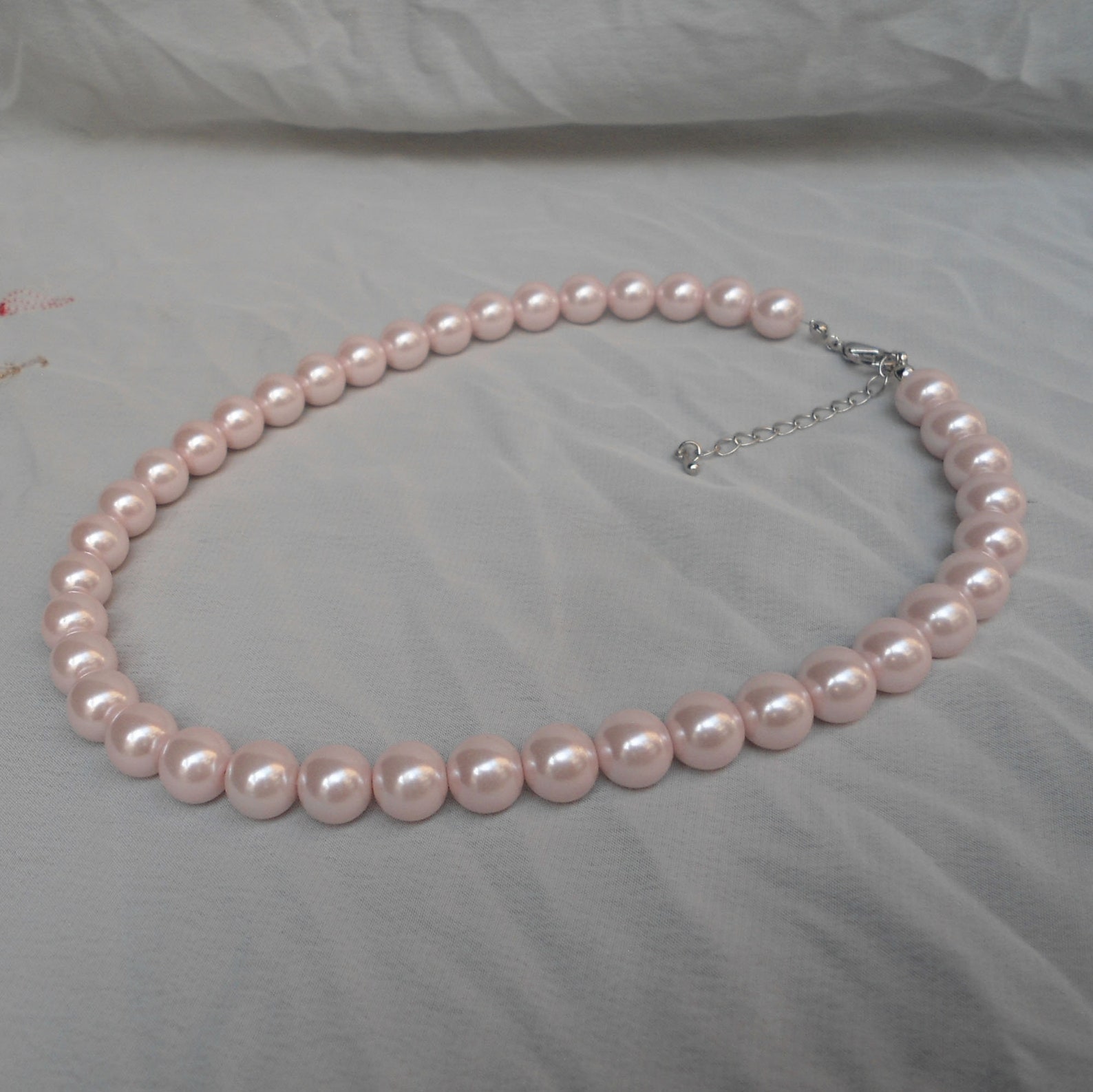 Light Pink Pearl Necklace,16 Inches Single Pearl Necklace,wedding ...