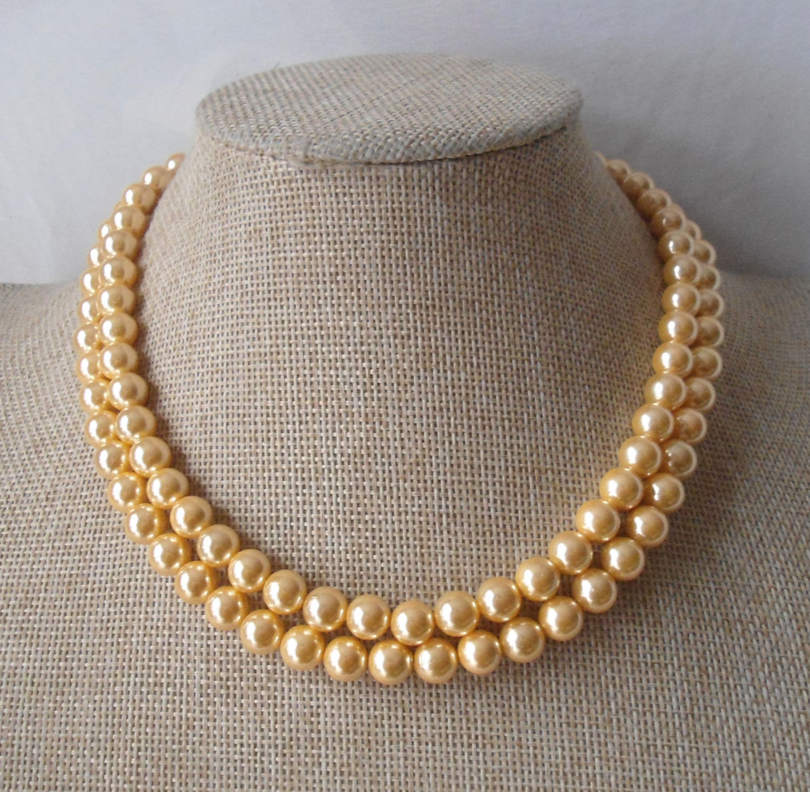 Golden Pearl Necklace,wedding Necklace, Shell Pearl Necklace, Pearl ...