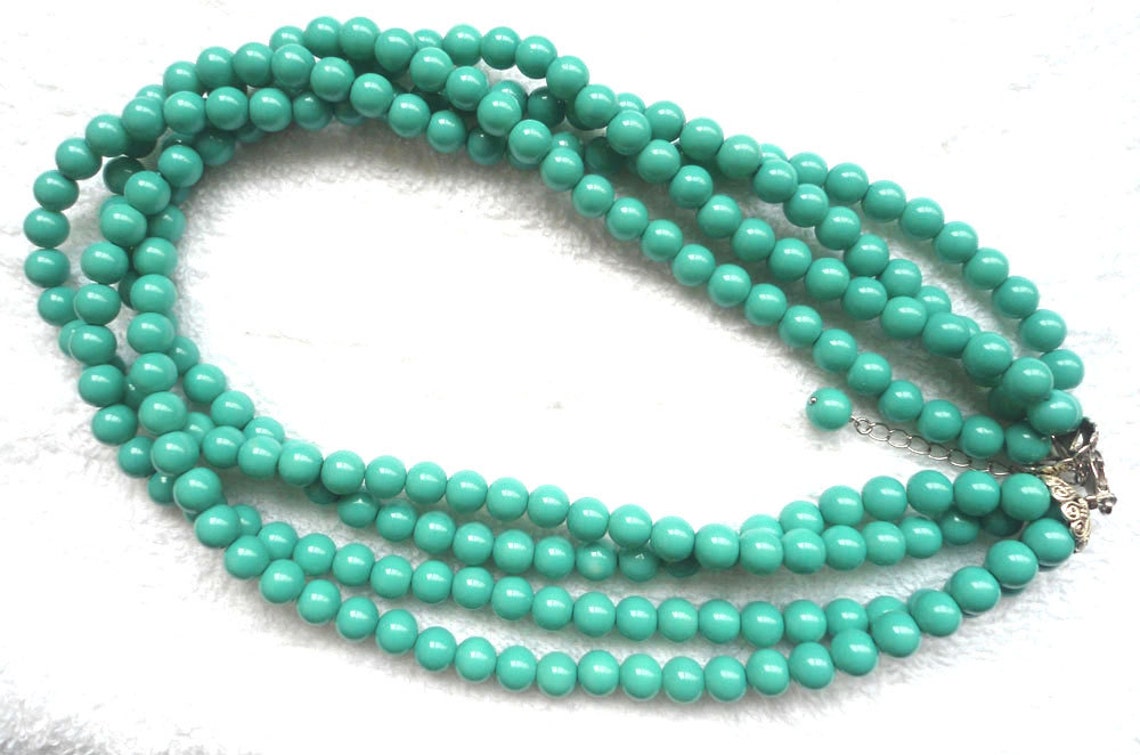 Turquoise Pearl Necklace,four Strands Pearl Necklace,wedding Jewelry,18 ...