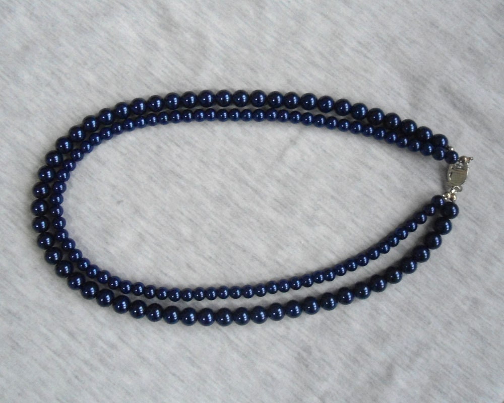 Navy Blue Pearl Necklaces Wedding Necklacepearl Necklace 2 | Etsy