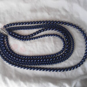 Navy Blue Pearl Necklaces, Wedding Necklace,pearl Necklace, 5 Strands ...