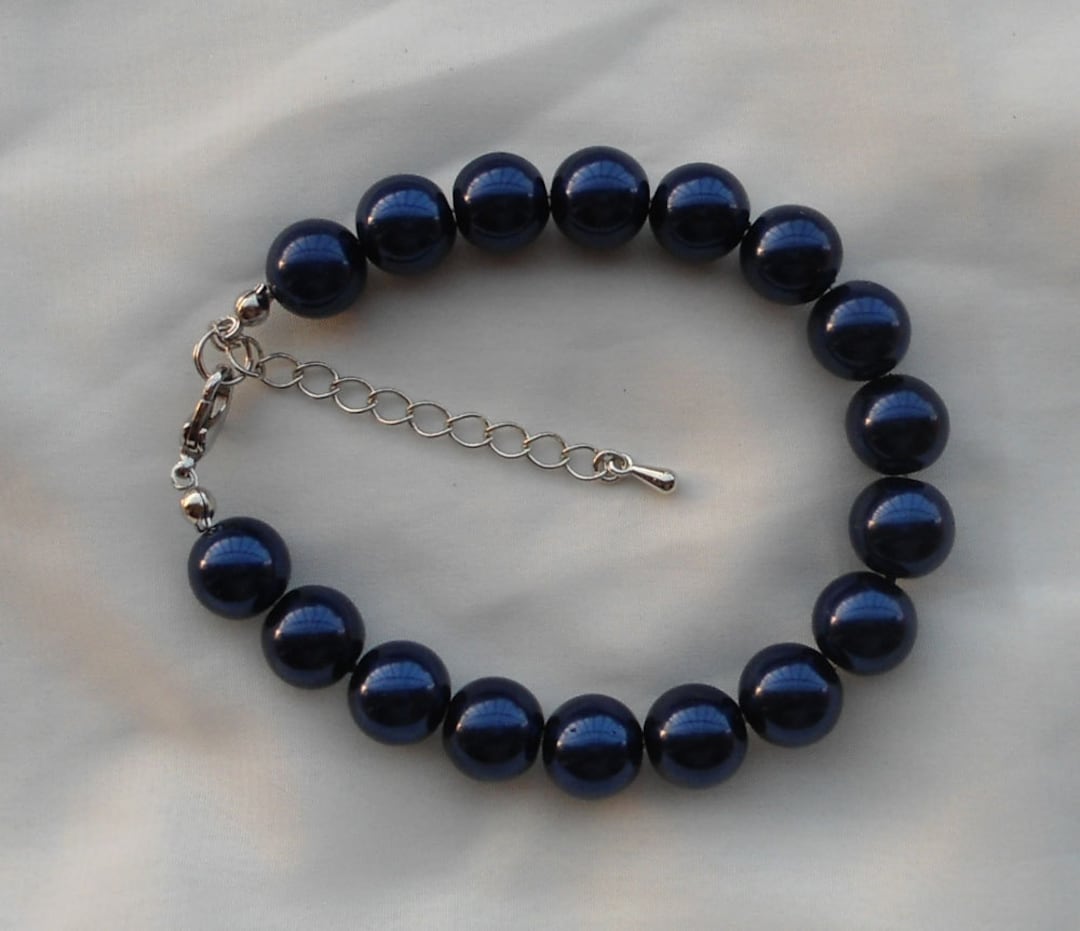 Navy Blue Pearl Bracelet,wedding Jewelry,pearl Jewelry,bridesmaid ...