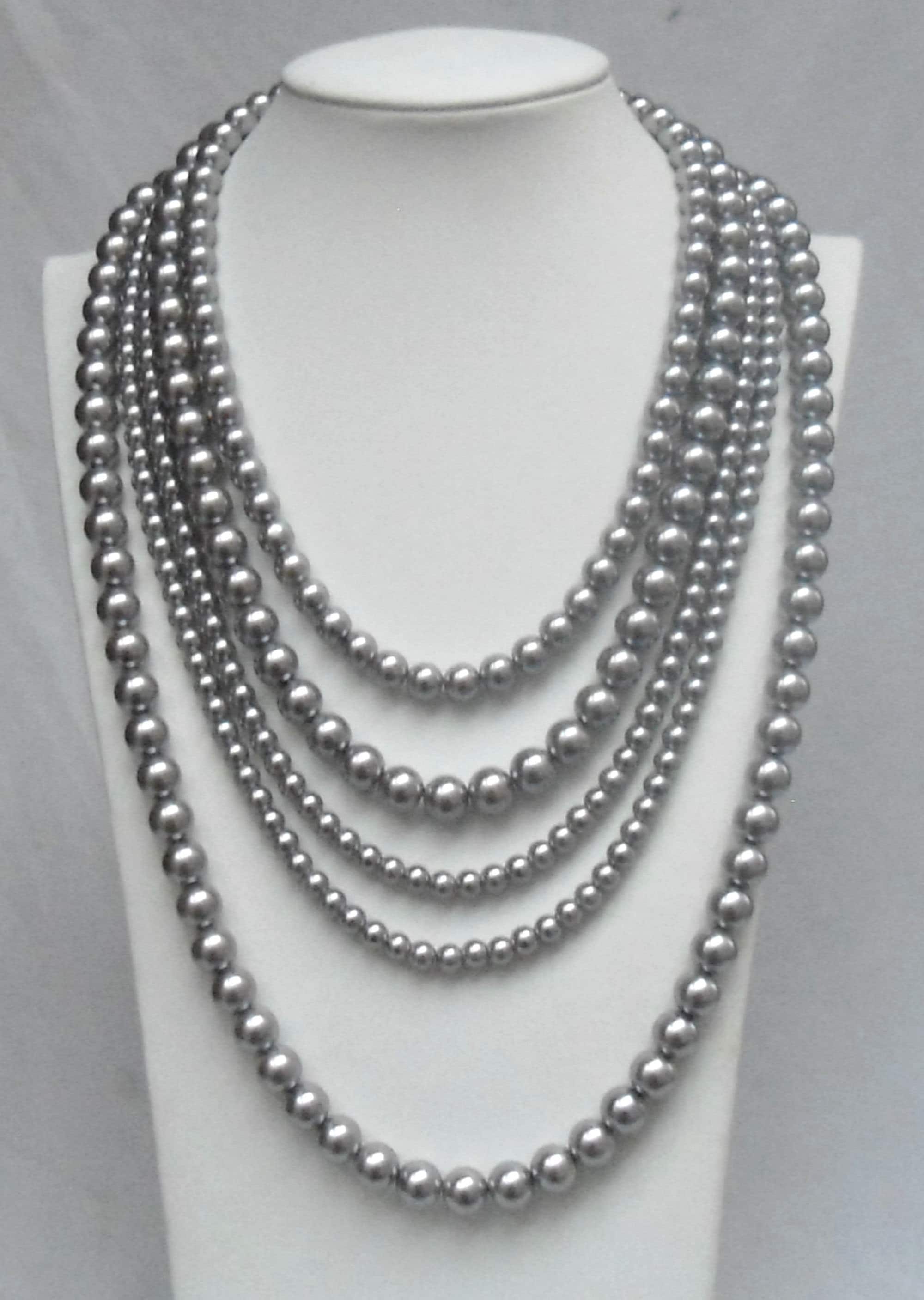 Gray pearl Necklaces Wedding necklacepearl Necklace 5 | Etsy