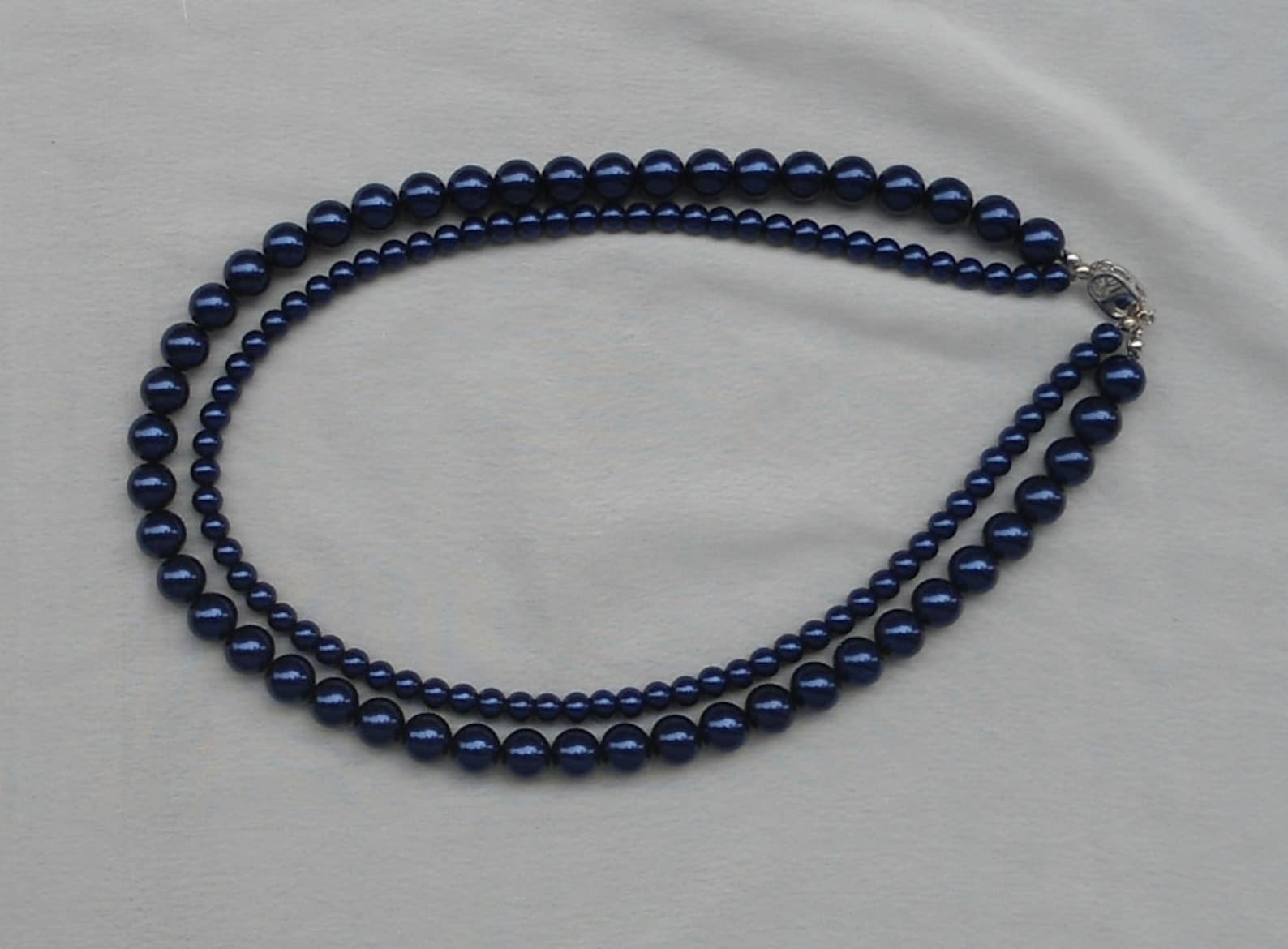 Navy Blue Pearl Necklaces, Wedding Necklace,pearl Necklace, 2 Strands ...