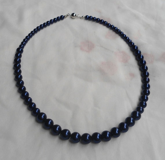 Navy Blue Pearl Necklaces Wedding Necklacepearl Necklace - Etsy