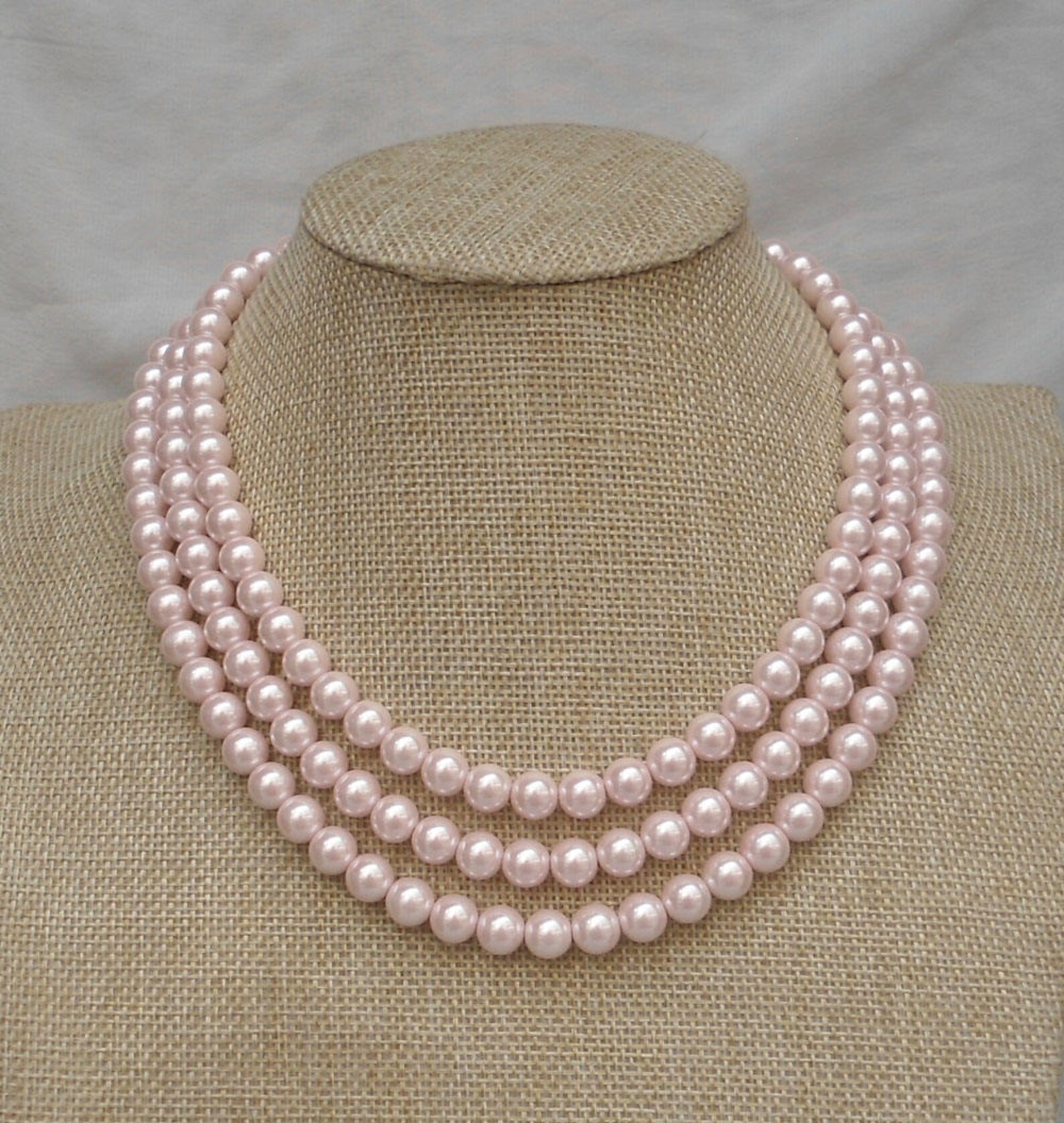 Pearl Necklacelight Pink Pearl Necklace glass Pearl - Etsy