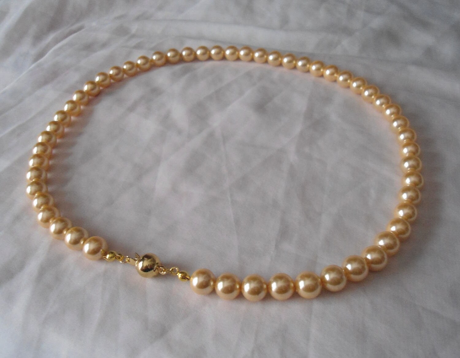 Golden Pearl Necklace,wedding Necklace, Shell Pearl Necklace, Pearl ...
