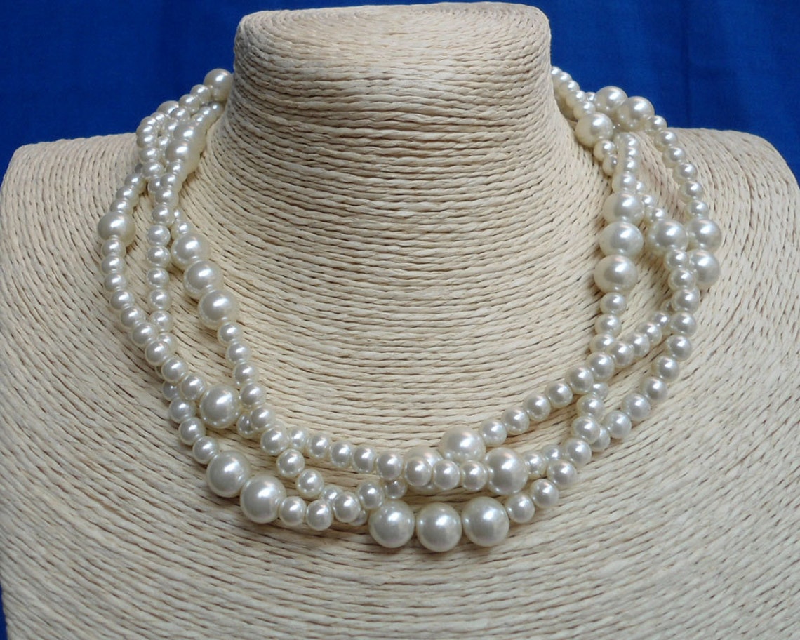 Ivory Pearl Necklacewedding Necklaceglass Pearl - Etsy