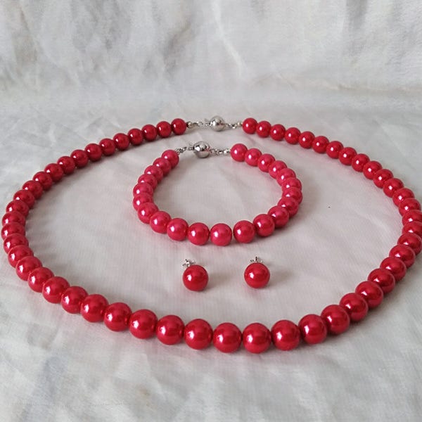 Red Necklace Set - Etsy