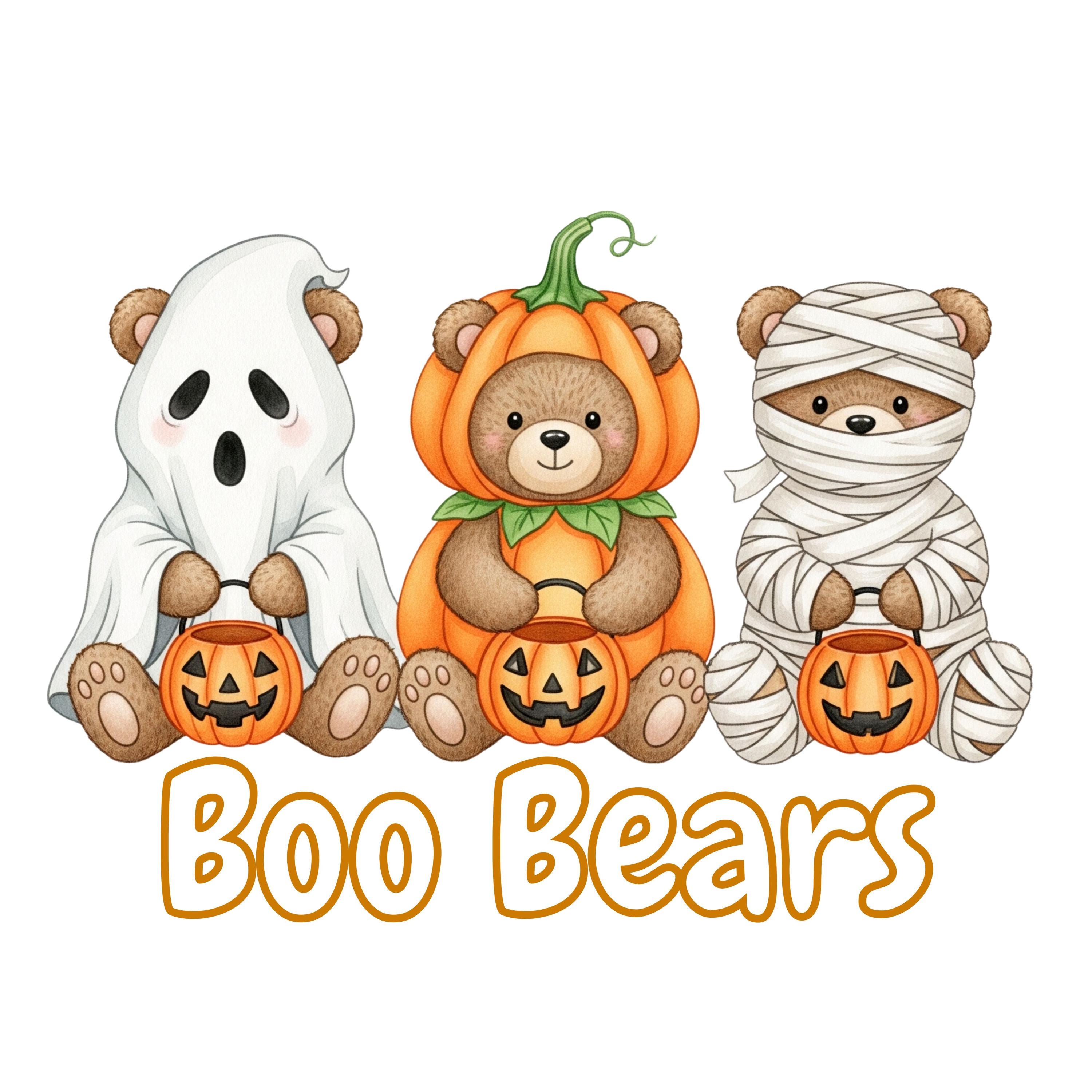 Boo Bears Halloween PNG | Cute Bear Clipart | Ghost Pumpkin Mummy ...
