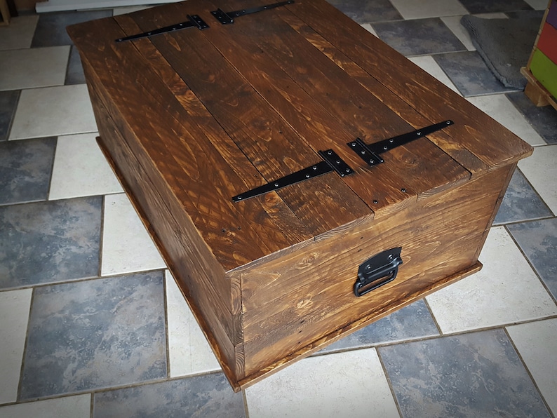 Large Wood Trunk With Two Lids Storage in the Living Room - Etsy