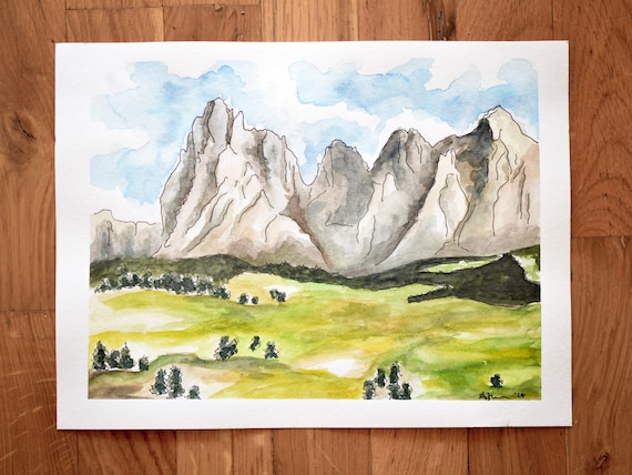 The Alps Mountain Watercolor Painting | Etsy