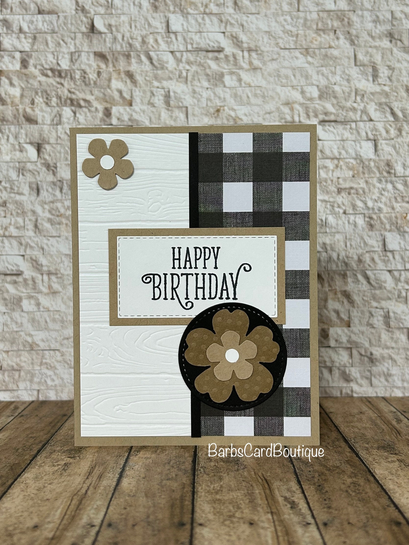 Farmhouse Birthday Card for Her, Handmade Card , Stampin Up, Wood Plank ...